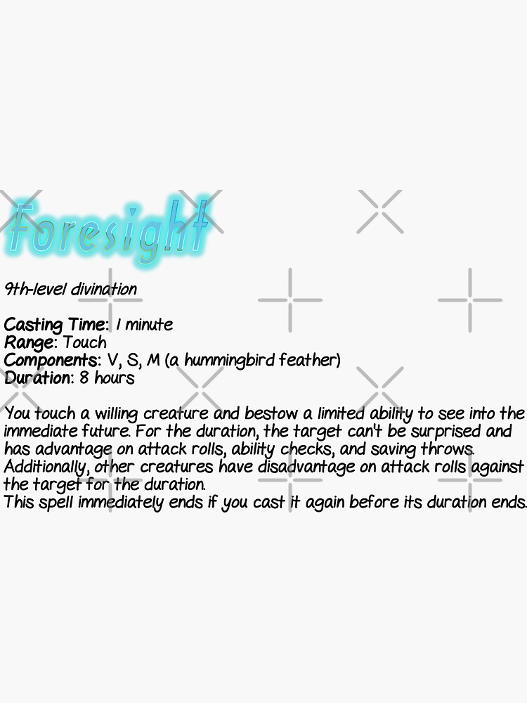 "D&D Spell: Foresight" Sticker for Sale by Judge-Hatchet | Redbubble