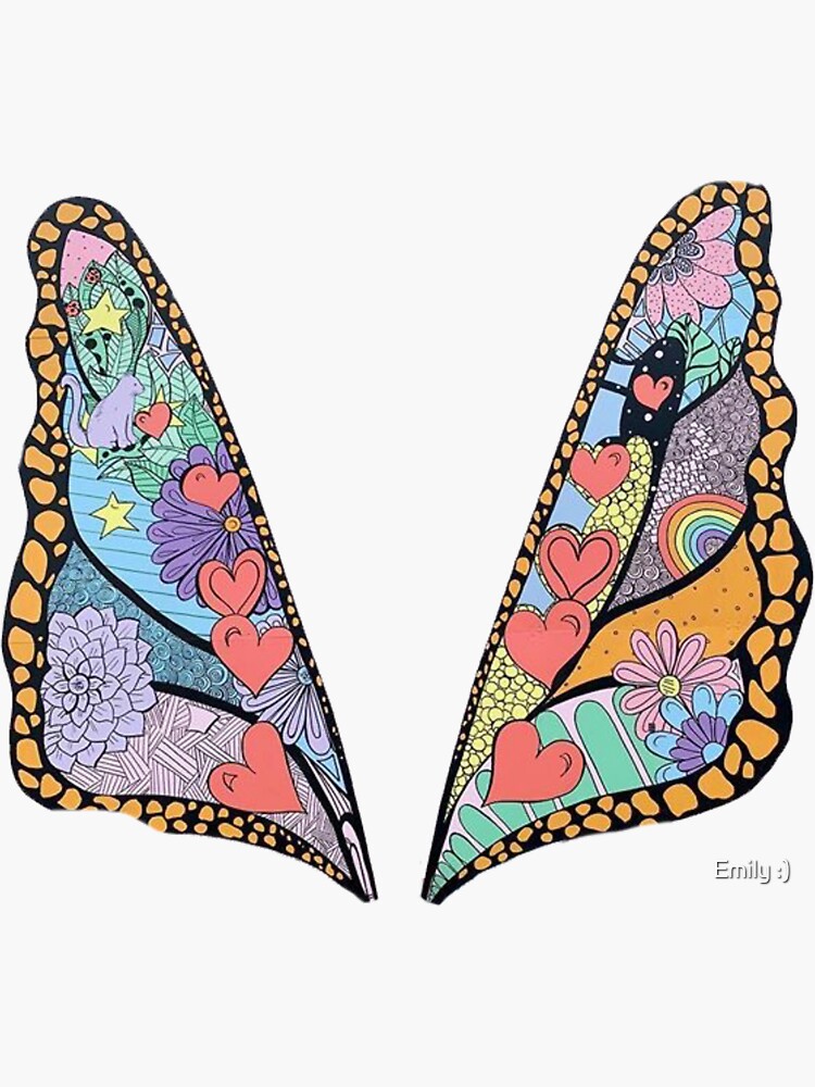"Butterfly Wings" Sticker for Sale by emilyhamer | Redbubble