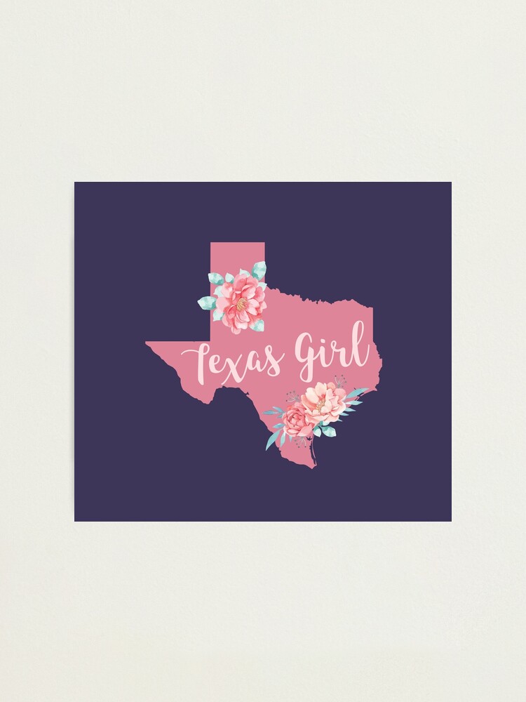 "Texas Girl - Floral Texas Map Design for Texas Girls" Photographic ...