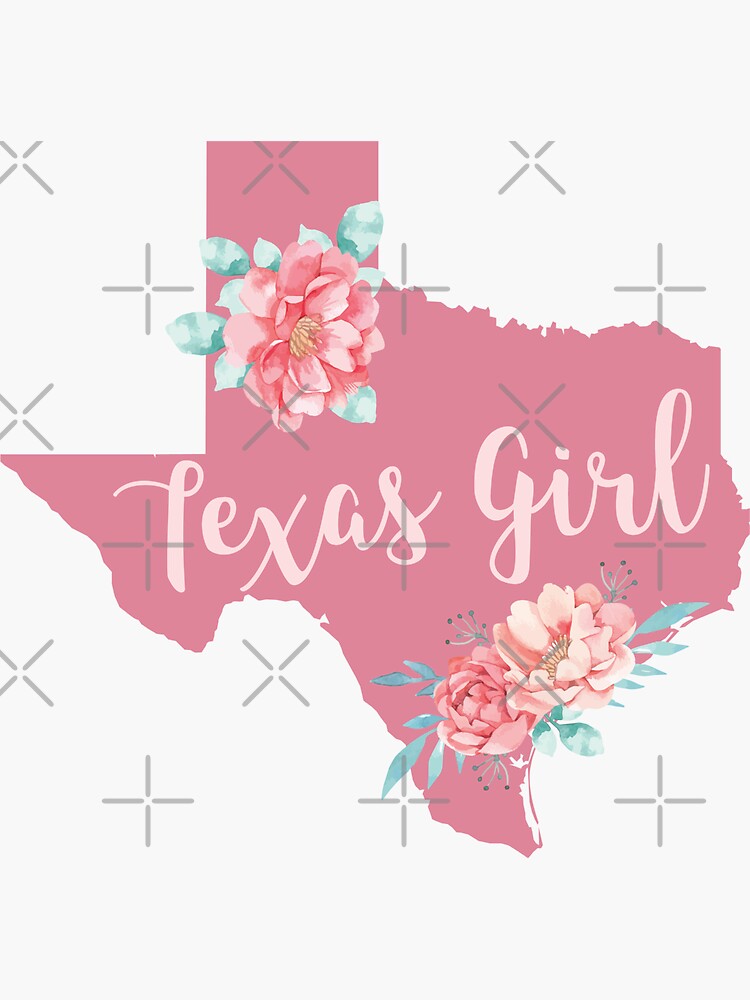 Texas Girl Floral Texas Map Design For Texas Girls Sticker For Sale By Bryce Lisi Redbubble