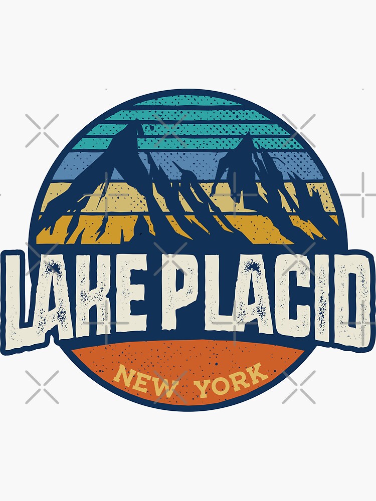 "Lake Placid New York - Vintage Mountain Buffalo Graphic Outdoor ...