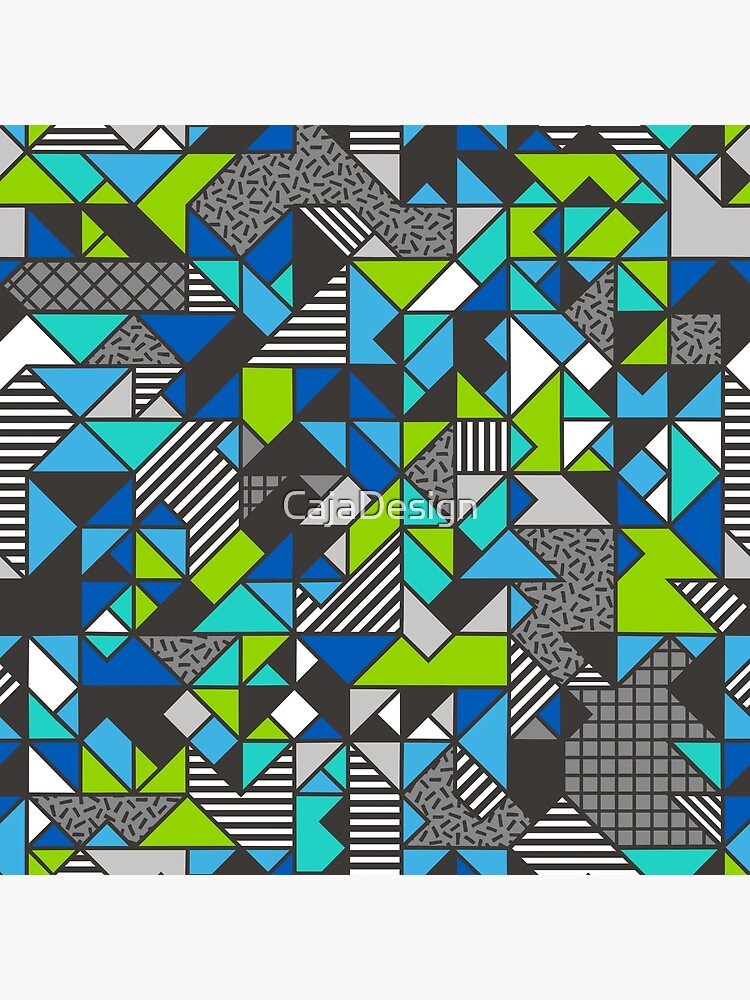 "Geometric Shapes and Triangles Blue Mint Green" Art Print by ...