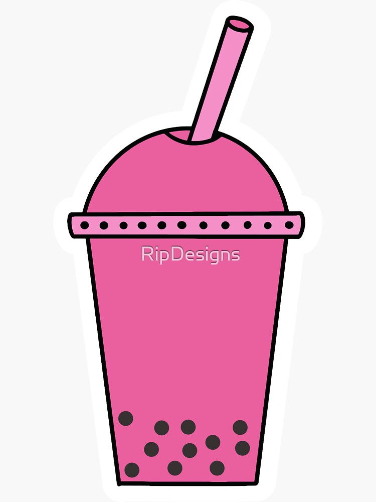 "Pink Boba Sticker" Sticker for Sale by RipDesigns | Redbubble