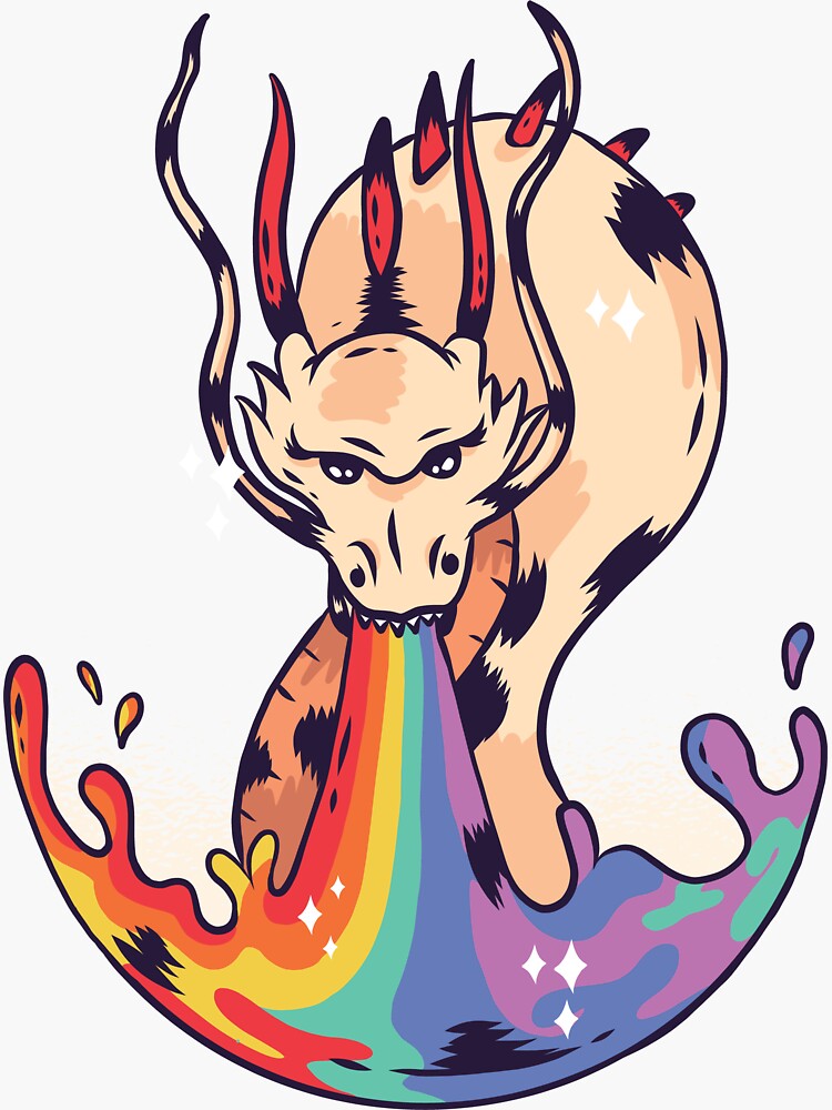 "Rainbow Fire Dragon" Sticker by FFelder | Redbubble