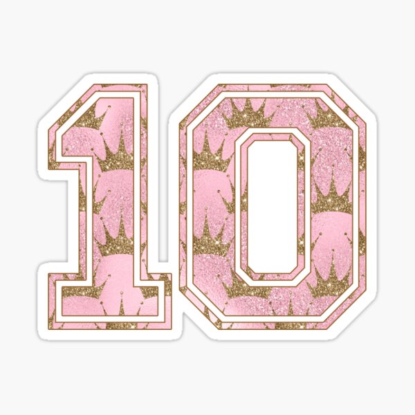 "Team Sports Uniform Number # 10 - Pink and Gold" Sticker for Sale by ...