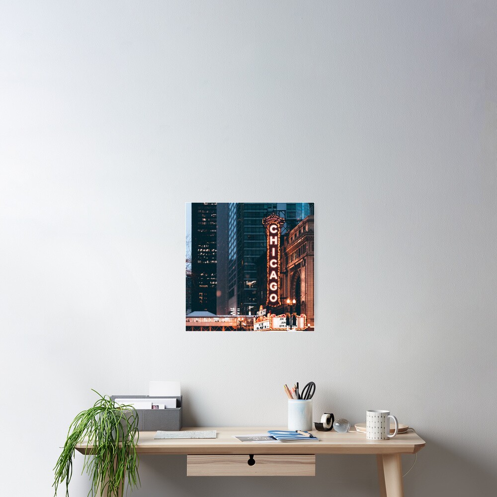 "Chicago Illinois Neon Sign At Night" Poster by mwagie | Redbubble