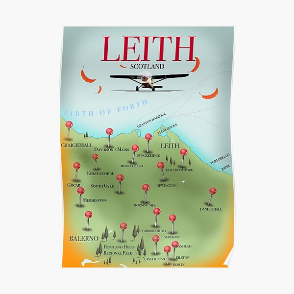 "Leith Scotland map travel poster." Poster by vectorwebstore | Redbubble