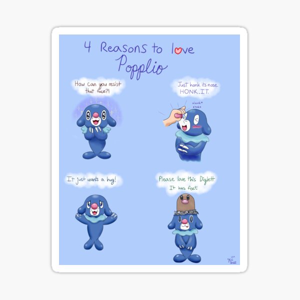"4 Reasons to love Popplio" Sticker for Sale by YoshiGamerGirl | Redbubble