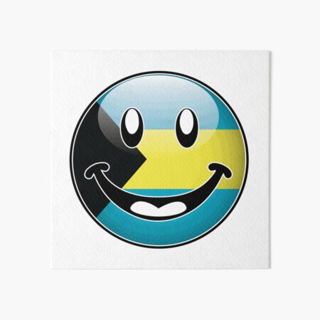 "Bahamas Flag Happy Face Smiley Emoji Button" Art Board Print by ...