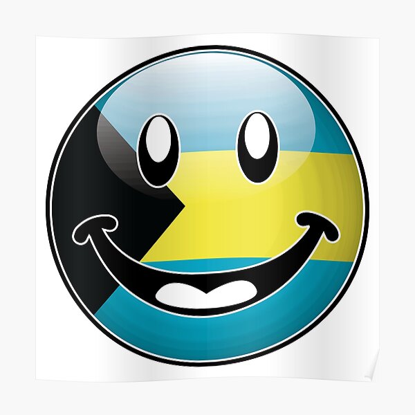 "Bahamas Flag Happy Face Smiley Emoji Button" Poster by identiti ...