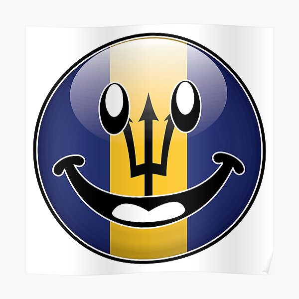 "Barbados Happy Face Smiley Emoji Button" Poster by identiti | Redbubble