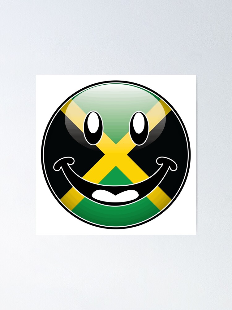 "Jamaica Happy Face Smiley Emoji Button" Poster for Sale by identiti ...