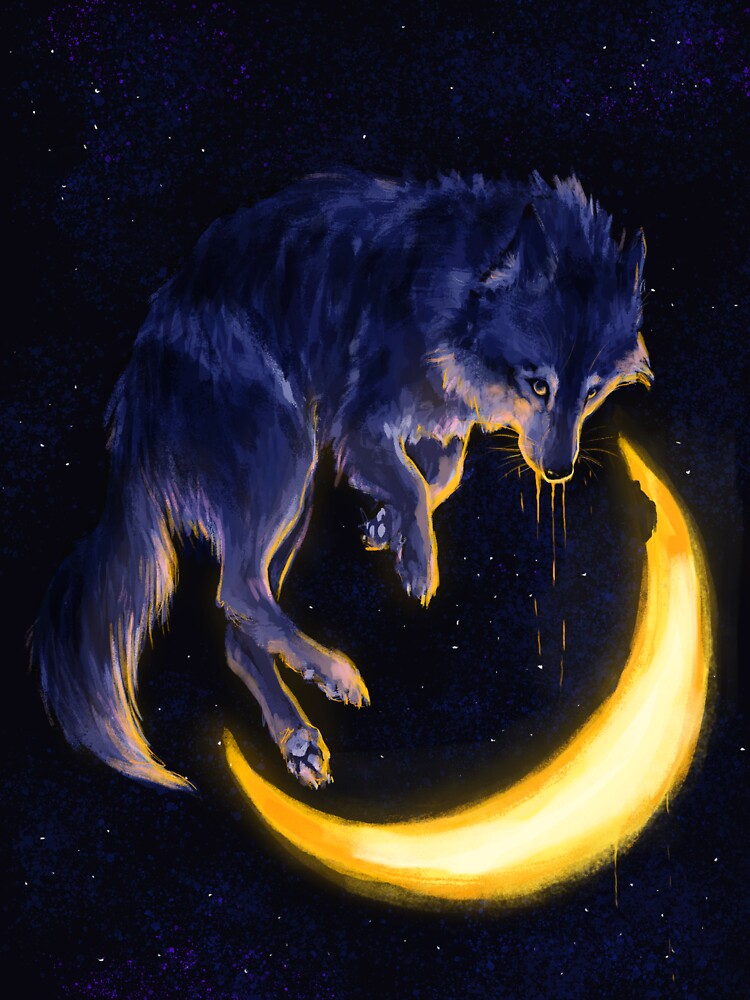 "Wolf eating the moon" Sticker for Sale by jordanhempstead | Redbubble