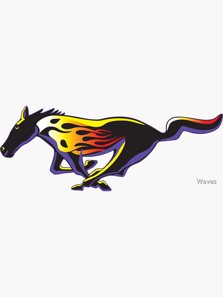 "Mustang Horse Flames" Sticker for Sale by Waves | Redbubble