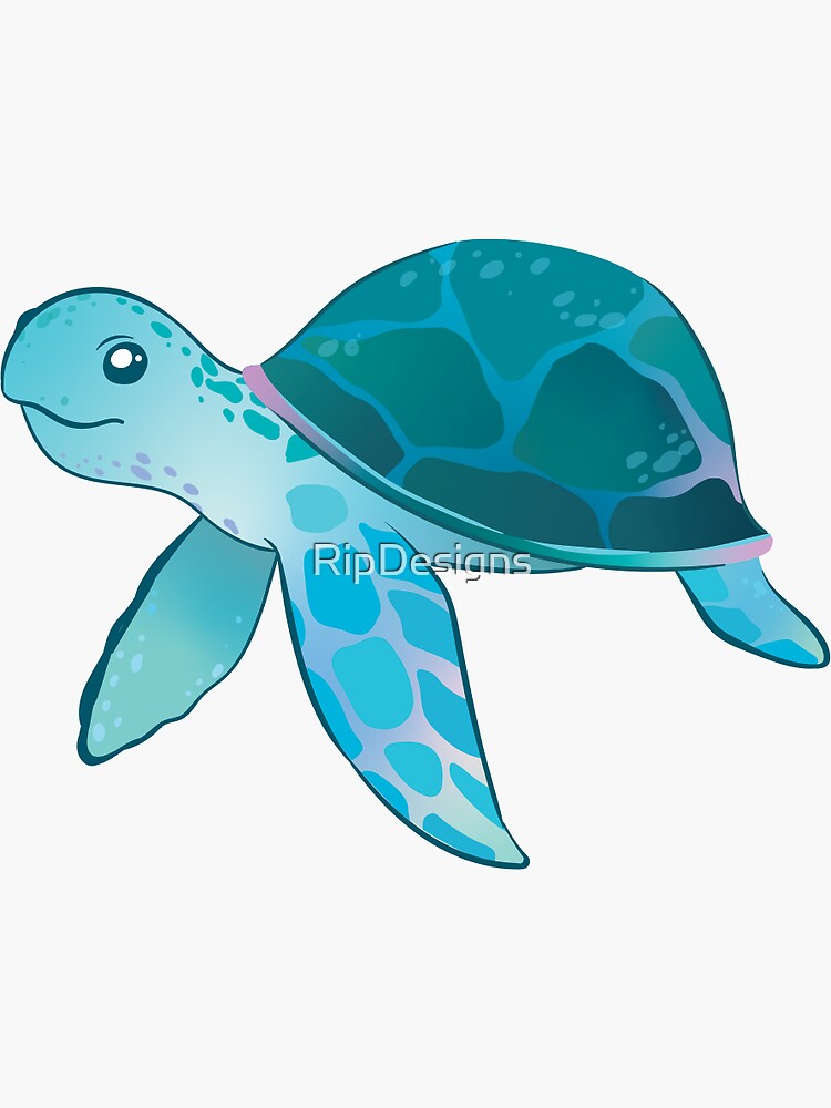 "Cute Blue Baby Turtle " Sticker for Sale by RipDesigns | Redbubble