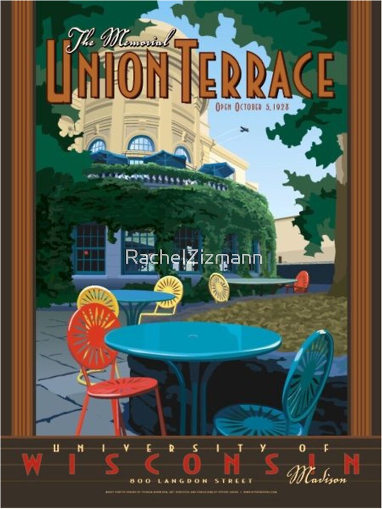 "UW Madison Union Terrace Vintage Post Card" Sticker by RachelZizmann ...