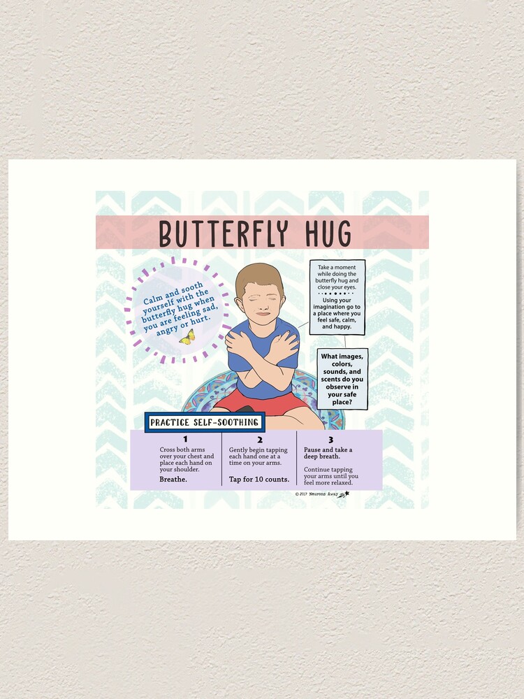 "Butterfly hug Poster- coping skills - Self Care CBT DBT" Art Print by ...