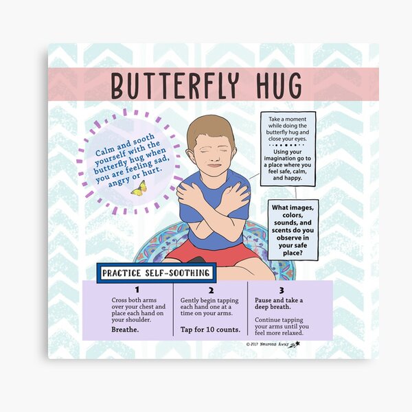 "Butterfly hug Poster- coping skills - Self Care CBT DBT" Canvas Print ...