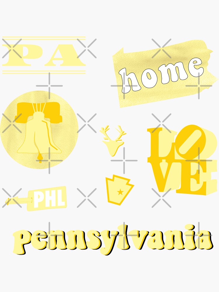 "Light Yellow Watercolor Pennsylvania US Sticker Pack" Sticker for Sale ...
