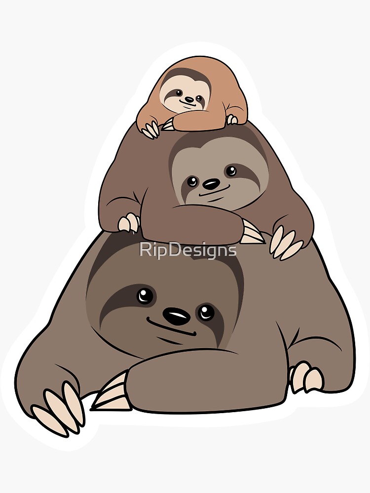 "3 Stacked Sloths " Sticker for Sale by RipDesigns | Redbubble
