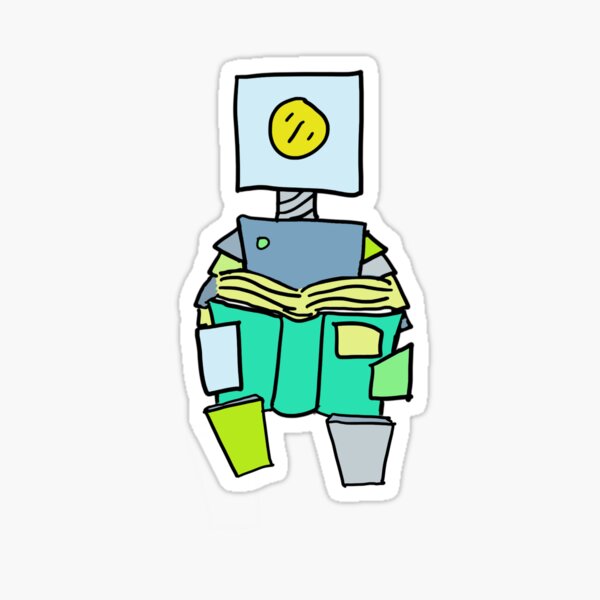 "Bookbot" Sticker by RobotSpaceship | Redbubble