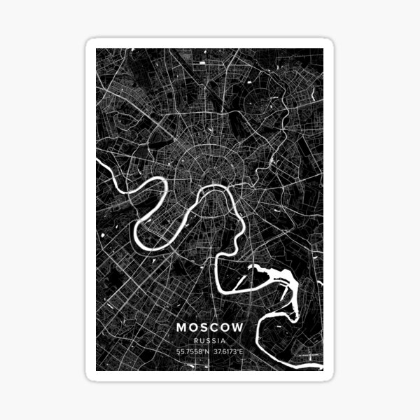 "Moscow Map " Sticker for Sale by Kara515 | Redbubble
