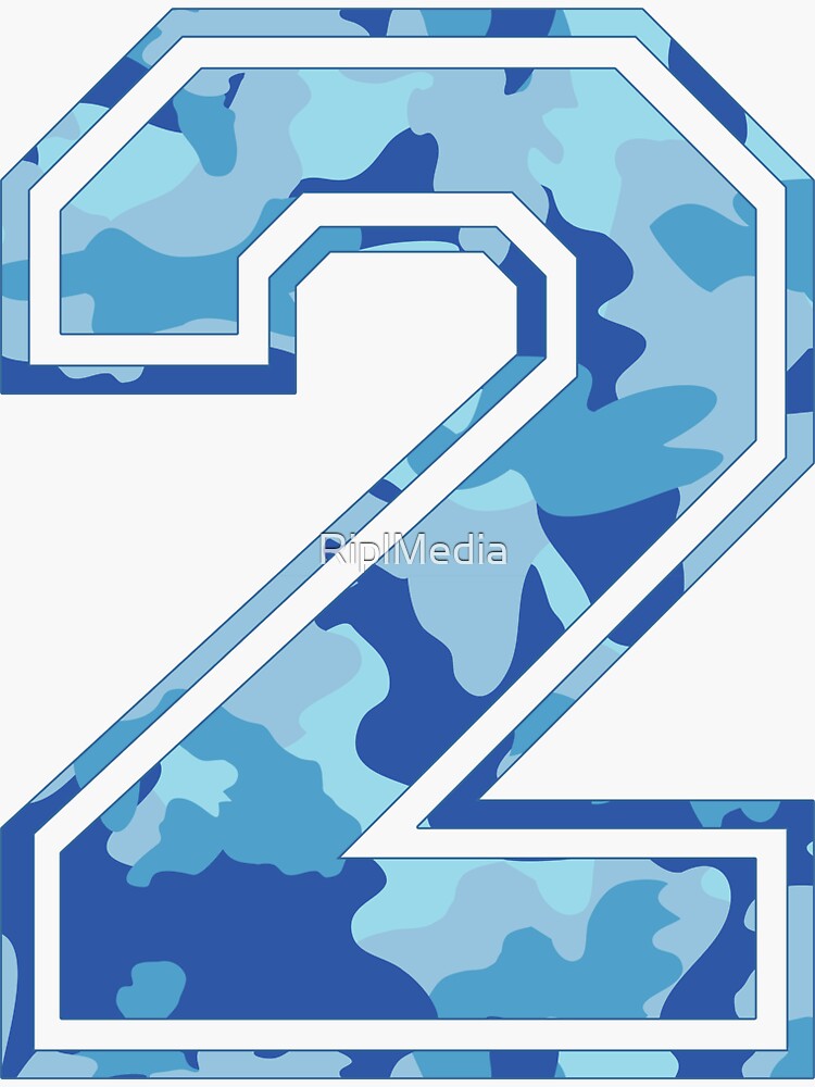 "Team Sports Uniform Number #2 - Blue Camouflage" Sticker by RiplMedia ...