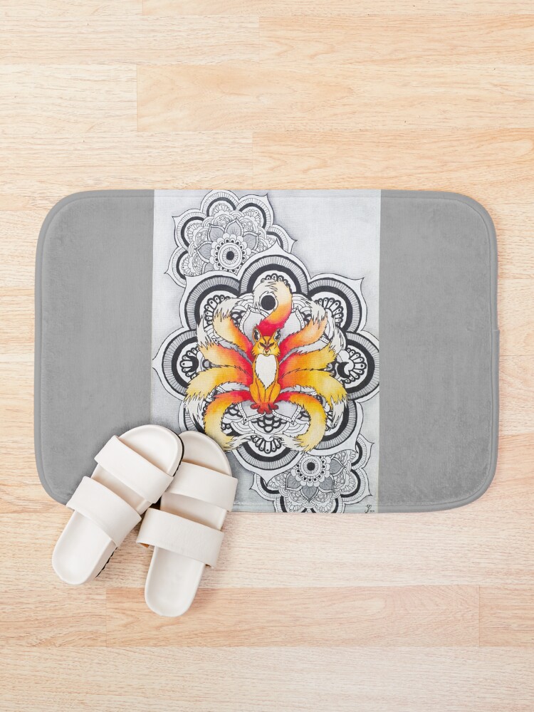"Flaming Kitsune Mandala" Bath Mat by TG-ART- | Redbubble