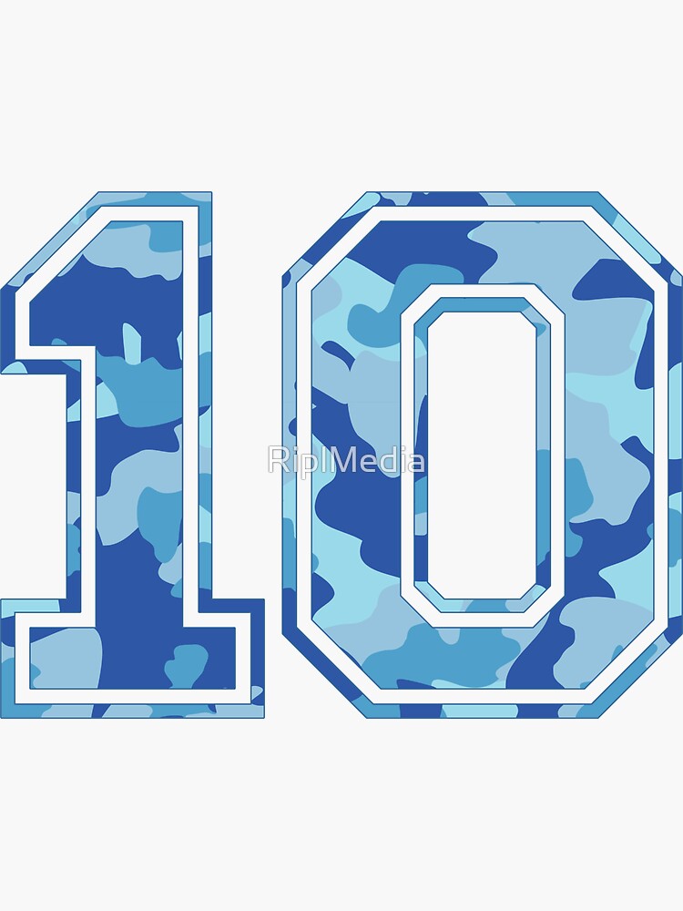 "Team Sports Uniform Number #10 - Blue Camouflage" Sticker for Sale by ...
