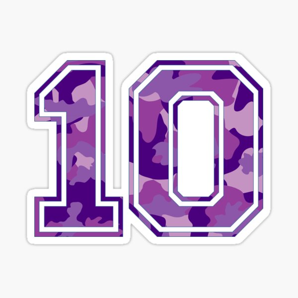 "Team Sports Uniform Number #10 - Purple Camouflage" Sticker for Sale ...