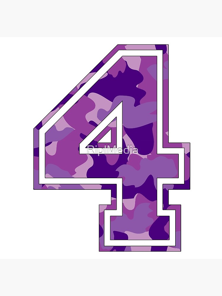 "Team Sports Uniform Number #4 - Purple Camouflage" Poster for Sale by ...