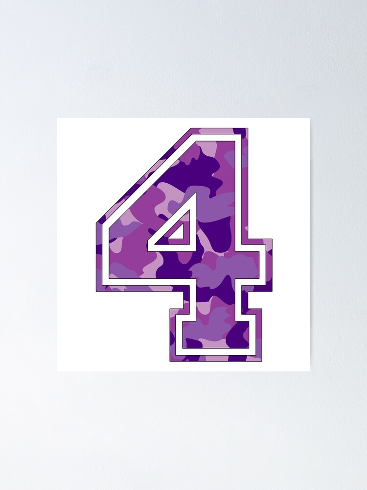 "Team Sports Uniform Number #4 - Purple Camouflage" Poster for Sale by ...