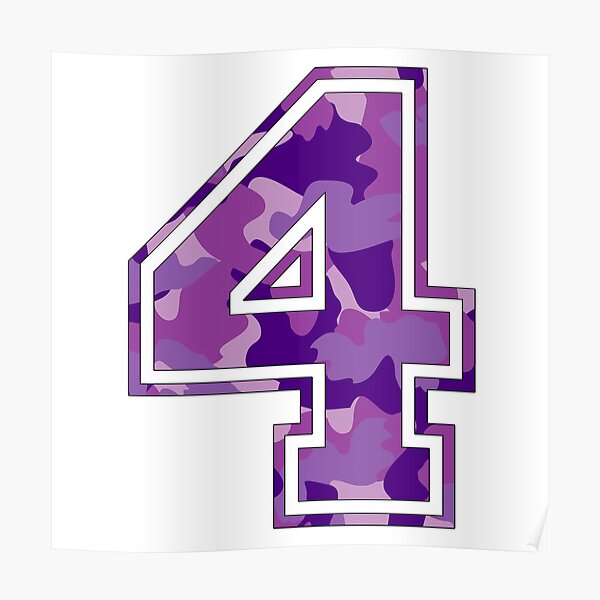 "Team Sports Uniform Number #4 - Purple Camouflage" Poster for Sale by ...