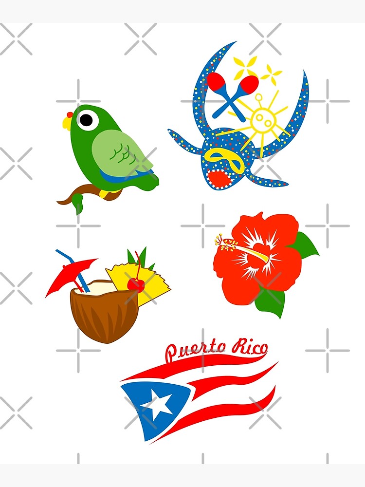 Lámina montada «Set de Stickers Simbolos Puerto Rico Bandera Piña ...