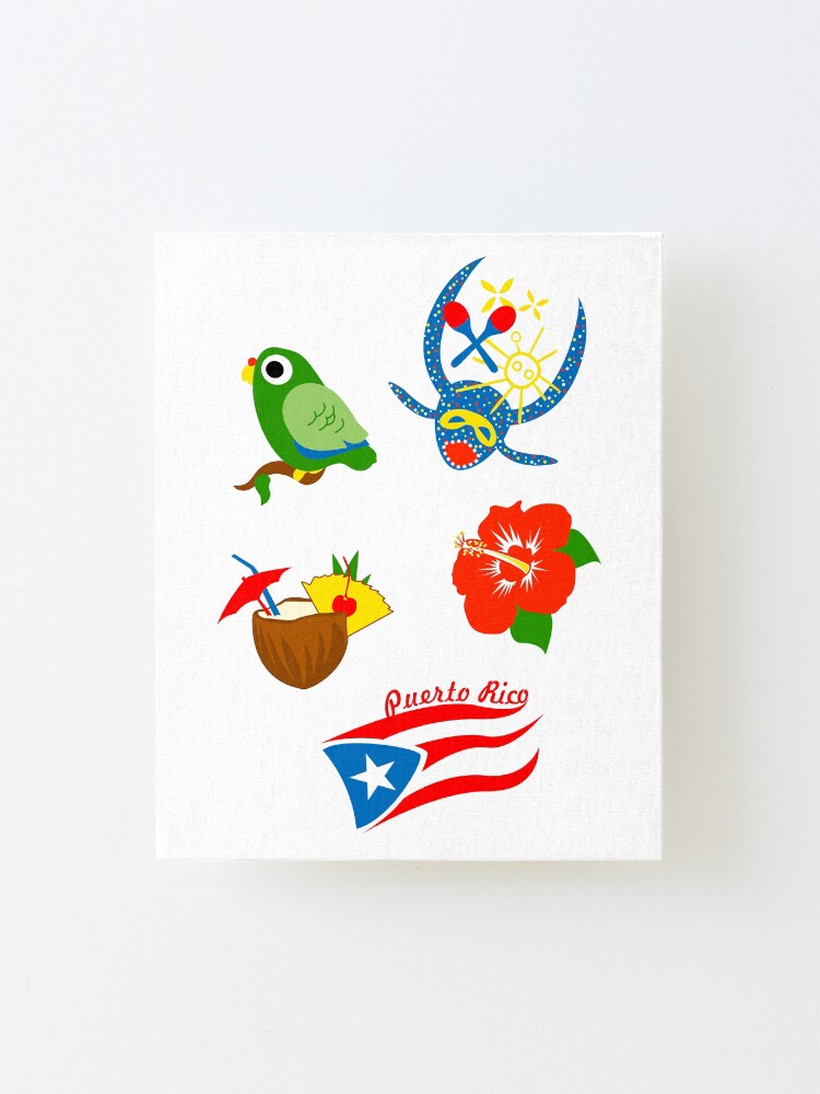Lámina montada «Set de Stickers Simbolos Puerto Rico Bandera Piña ...