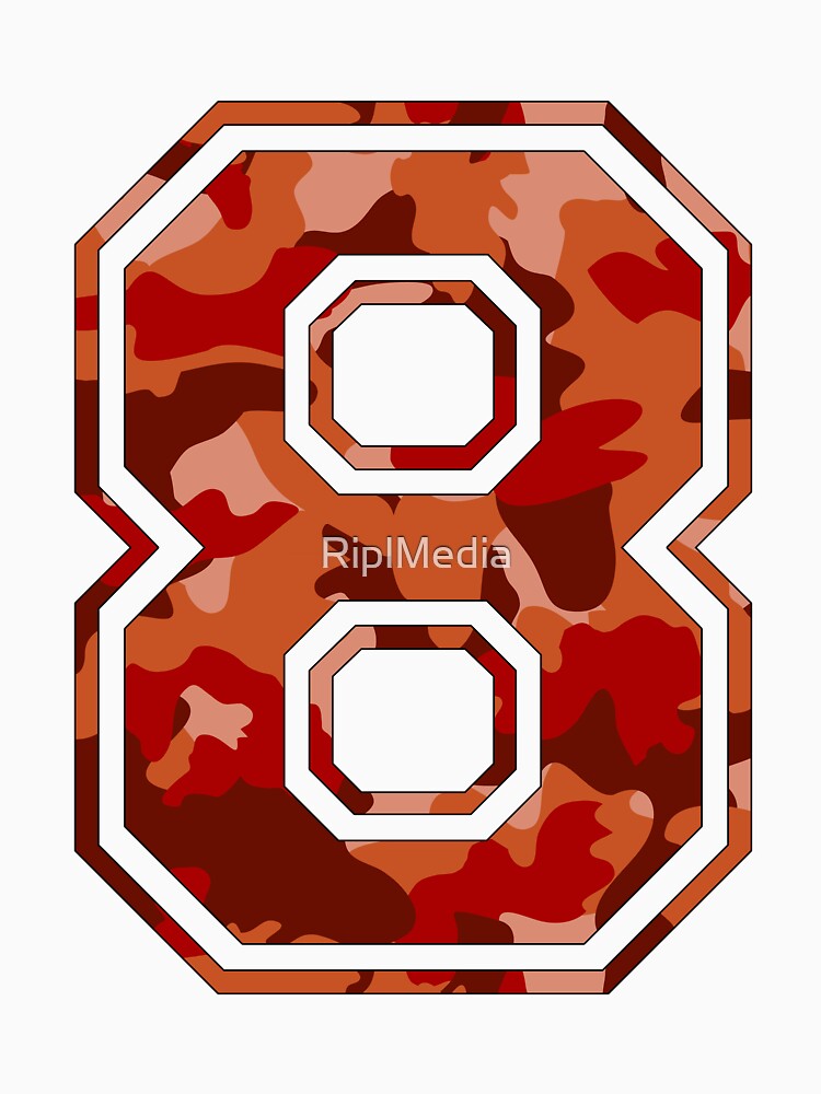 "Team Sports Uniform Number #8 - Orange Camouflage" Essential T-Shirt ...
