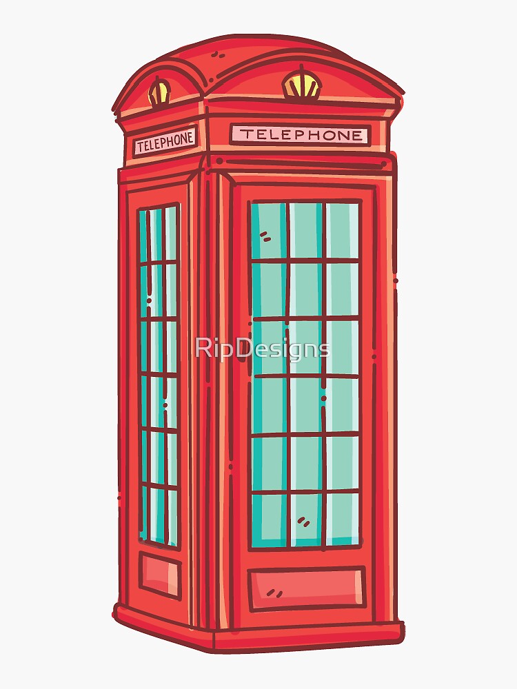 "Red London Themed Telephone Booth" Sticker for Sale by RipDesigns ...