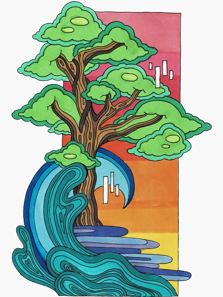 "Tidal Tree" Sticker by SaplingDesigns | Redbubble