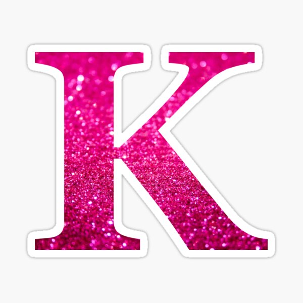 Letter K Pink Glitter Stickers | Redbubble