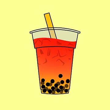 "Orange Sunset Boba" Sticker for Sale by Bwootster | Redbubble