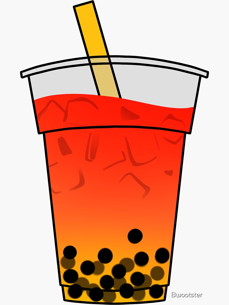 "Orange Sunset Boba" Sticker for Sale by Bwootster | Redbubble
