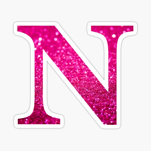 Letter N Pink Glitter Stickers | Redbubble