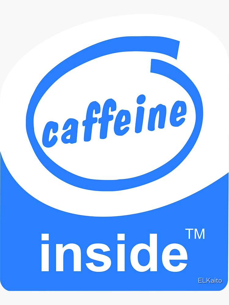 "Caffeine Inside Funny Logo Parody" Sticker by ELKaito | Redbubble