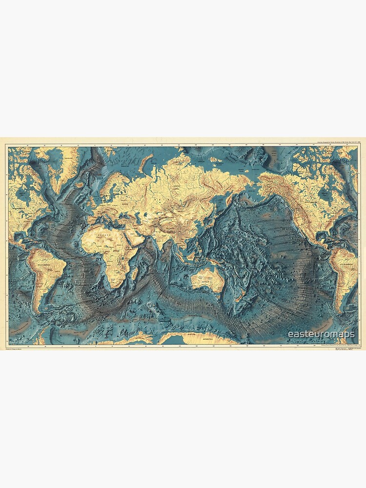"Blue Golden Vintage Detailed Ocean World Map Boho" Poster for Sale by ...