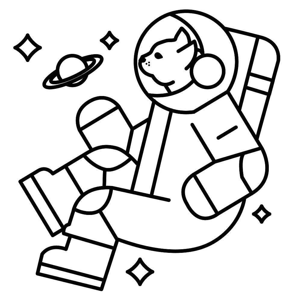 "Astrocat - Astronaut Cat - Space Cat - Pattern - Black and White" by ...