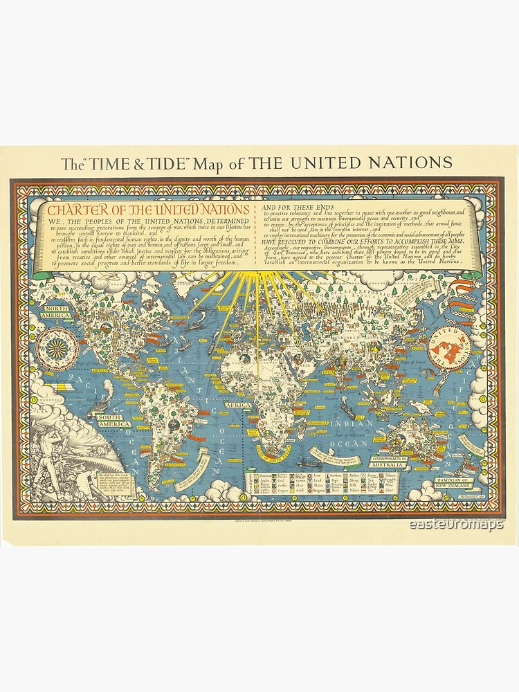 "Historical Vintage United Nations Pictorial World Map" Poster for Sale ...