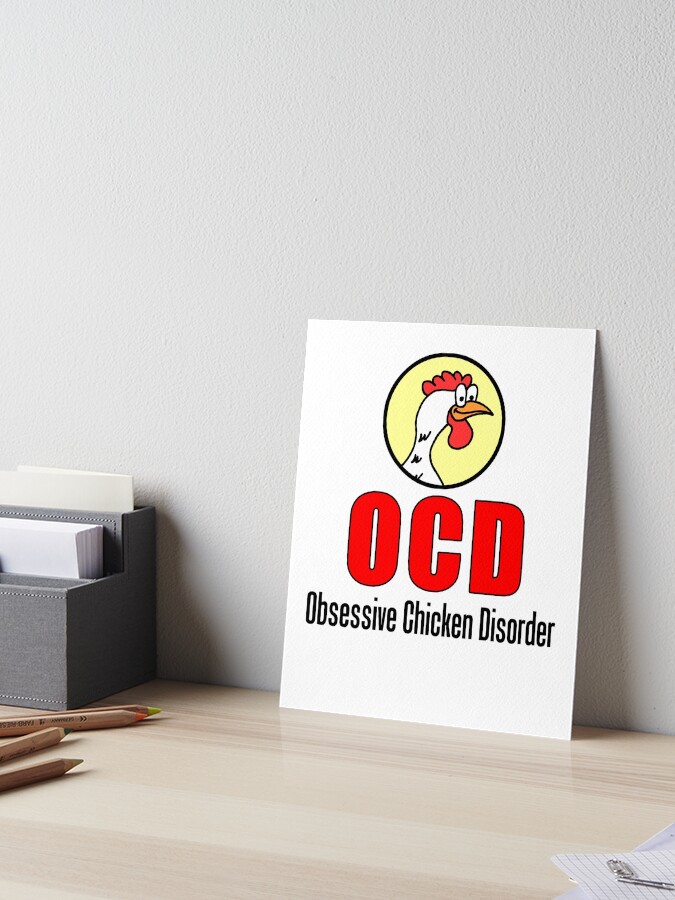 "OCD Obsessive Chicken Disorder Chicken Cartoon" Art Board Print for ...