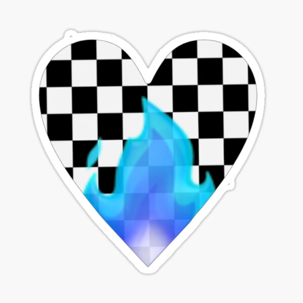 "Blue Flame Checkered Heart" Sticker by Piper-and-Leave | Redbubble