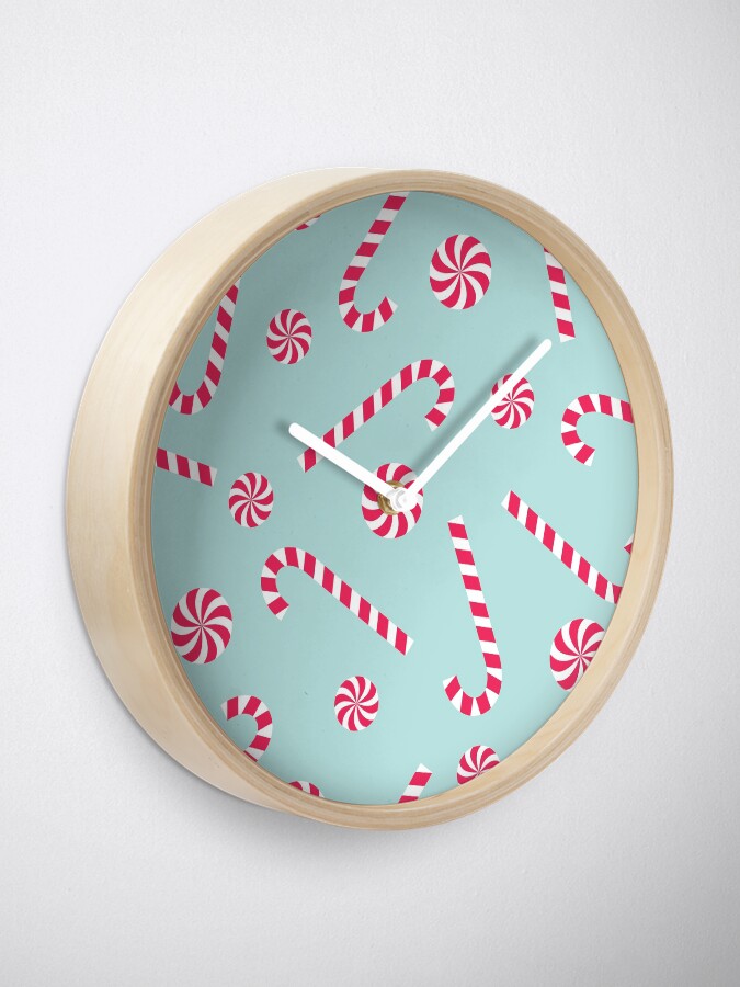 Festive Holiday Candy Canes Clock Designed & Sold By Immaculate Insight