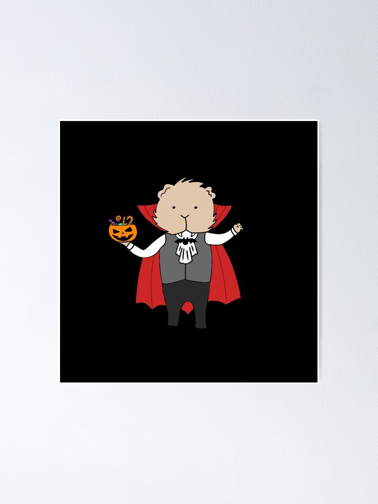 "Guinea pig in vampire costume ( black background)" Poster for Sale by ...